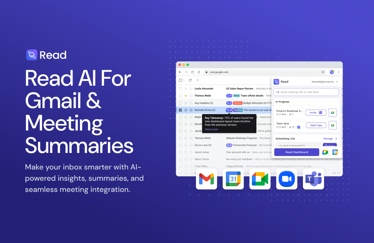 Read AI Chrome Extension – Smarter Meetings + Gmail & Google Calendar